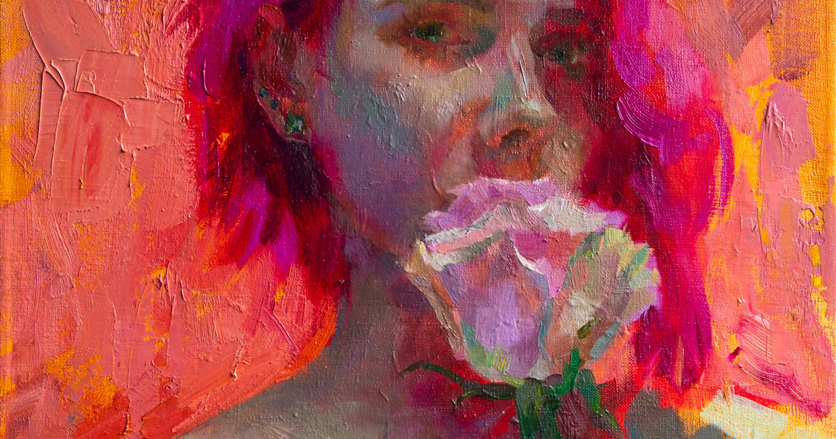 Self-Portrait With a Rose – Elena Morozova